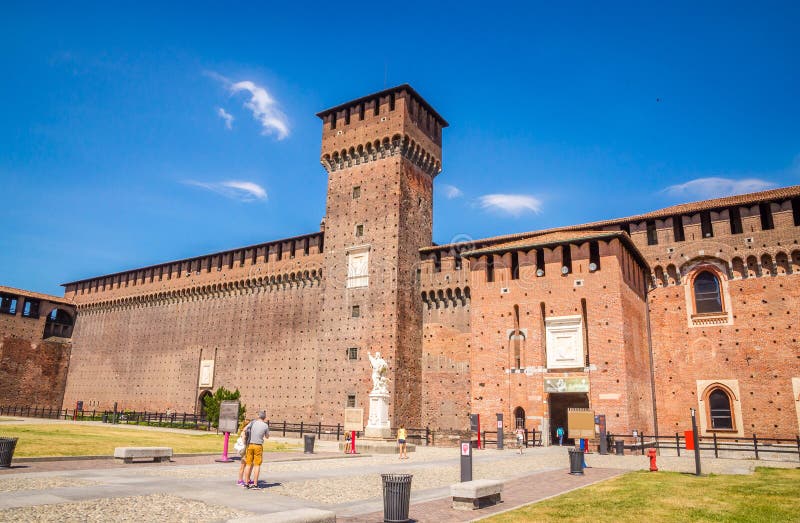 The Sforza Castle - Castello Sforzesco in Milan, Italy Stock Photo ...