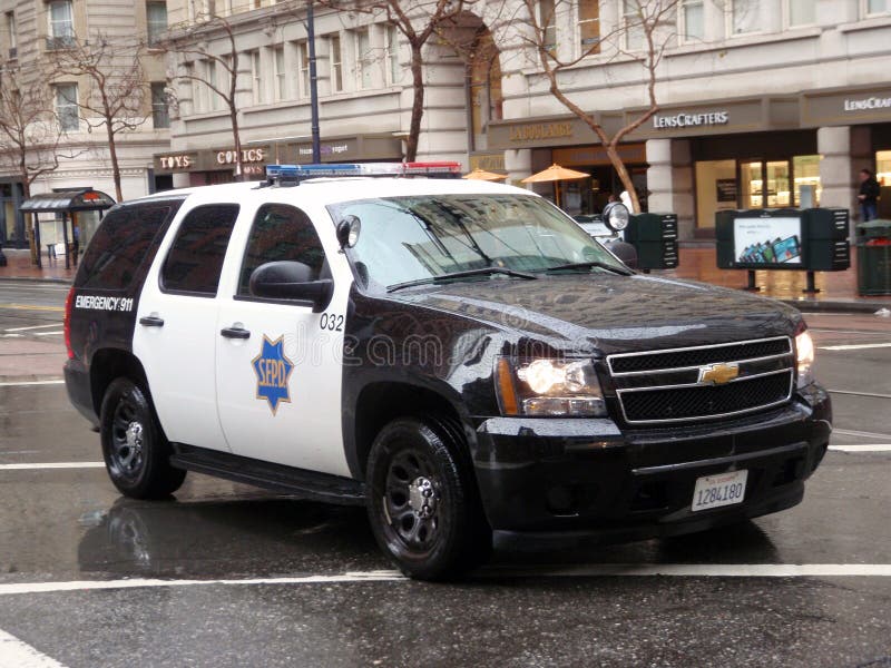 SFPD Cop SUV Rolls Down Market Street Editorial Image - Image of ford ...
