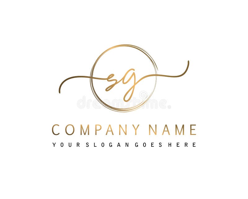 SG Initial Handwriting Logo Circle Hand Drawn Template Vector Stock ...