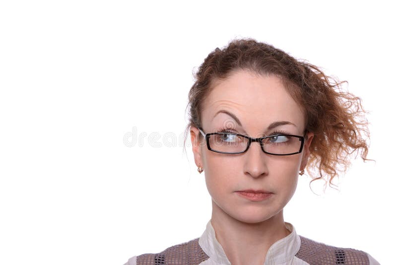 Sguardo Scettico Sorpreso Della Giovane Donna Fotografia Stock ...