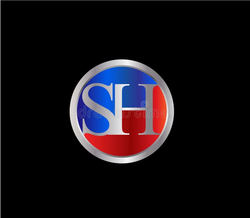 SH Initial Circle Shape Silver Red Blue Color Later Logo DeIGN Stock ...