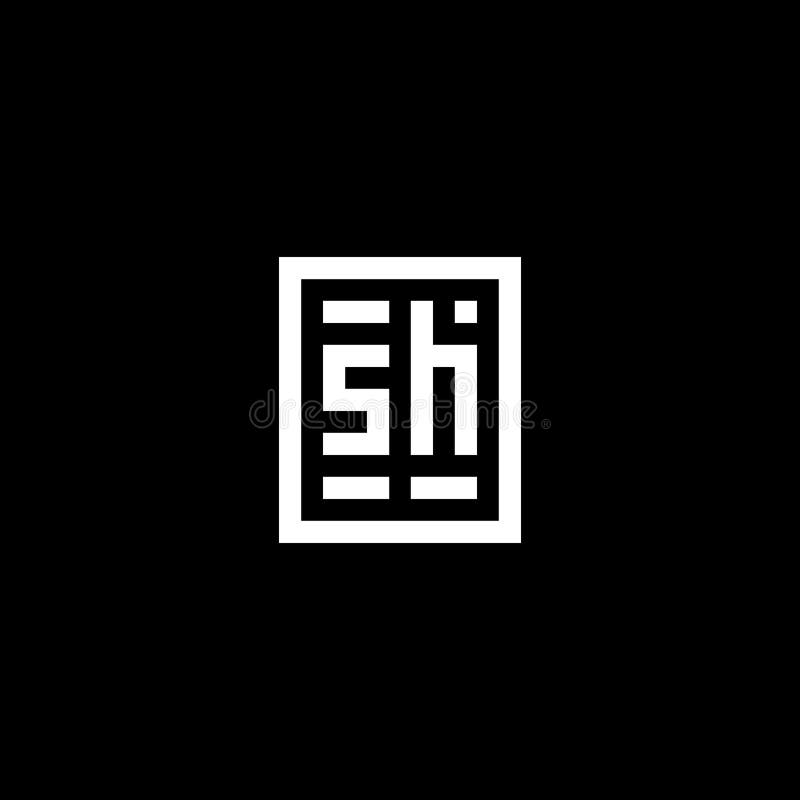SH Initial Logo with Square Rectangular Shape Style Stock Illustration ...