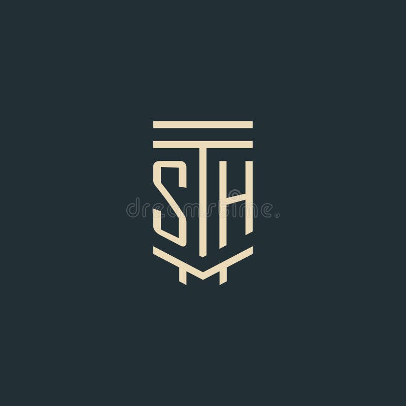 SH Initial Monogram with Simple Line Art Pillar Logo Designs Stock ...