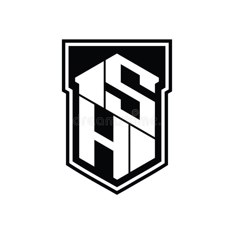 SH Logo Monogram Hexagon Geometric Up and Down Inside Shield Isolated ...