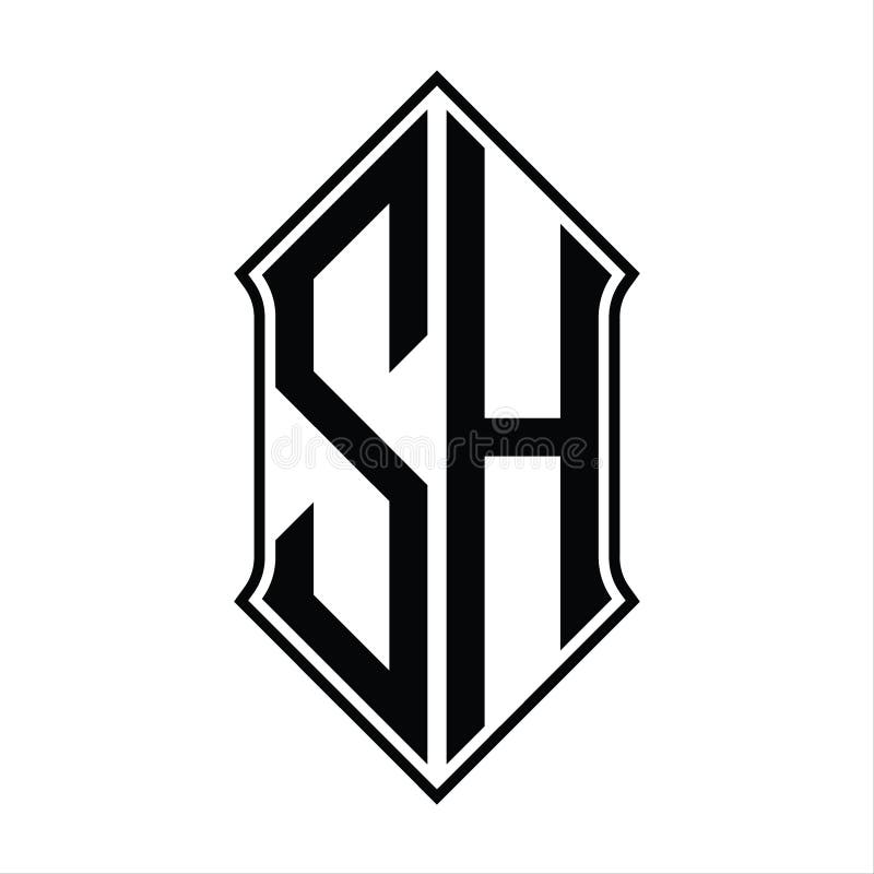 SH Logo Monogram with Shieldshape and Outline Design Template Vector ...