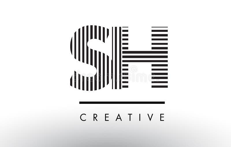 SH S H Black and White Lines Letter Logo Design. Stock Vector ...
