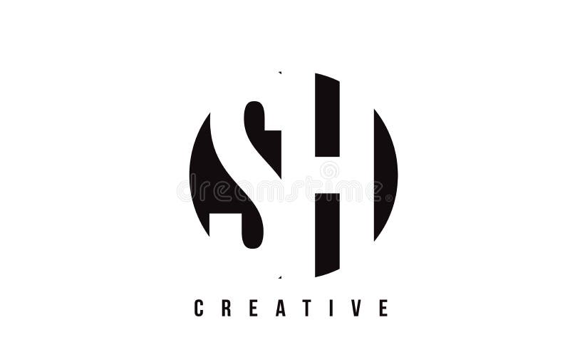 SH S H White Letter Logo Design with Circle Background. Stock Vector ...