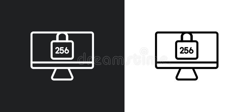 Sha 2 Outline Icon in White and Black Colors. Sha 2 Flat Vector Icon ...
