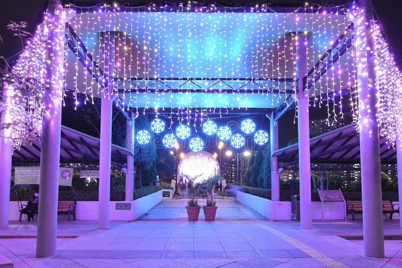 The Sha Tin Festive Lighting at Night 22 Dec 2021 Editorial Photo ...