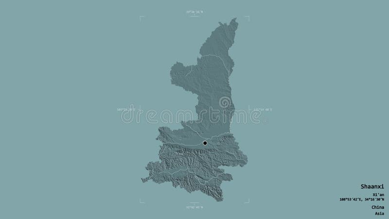 Shaanxi - China. Bounding Box. Administrative Stock Illustration ...