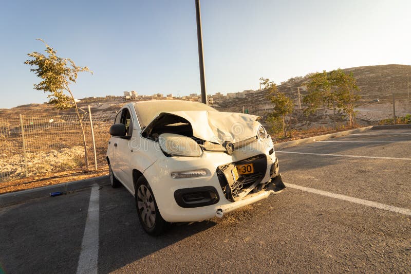 An Israeli Car after a Car Accident in the Front of the Car Editorial ...