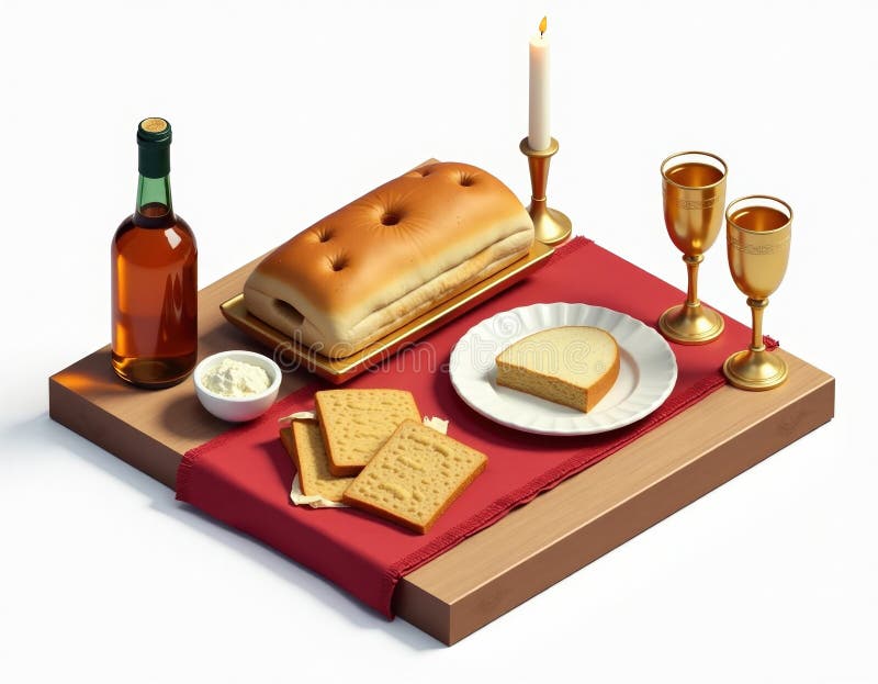 Shabbat Dinner Table Setting with Challah Bread, Wine, and Candles ...