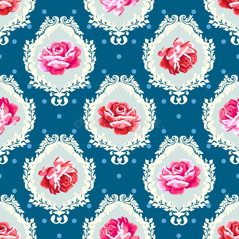 Seamless Vintage Rose Pattern Stock Vector - Illustration of artistic ...