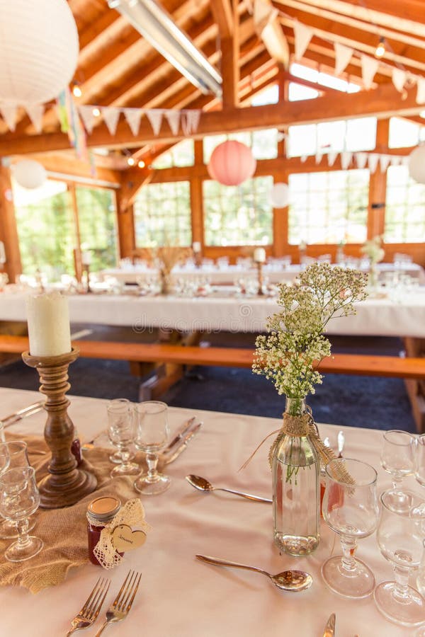 Shabby Chic Rustic Wedding Table Wheat Decoration Stock Photo - Image ...