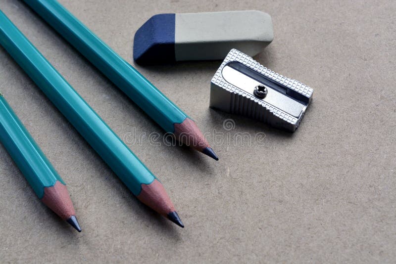 Shabby Craft Paper Background with Pencil and Eraser Stock Photo ...