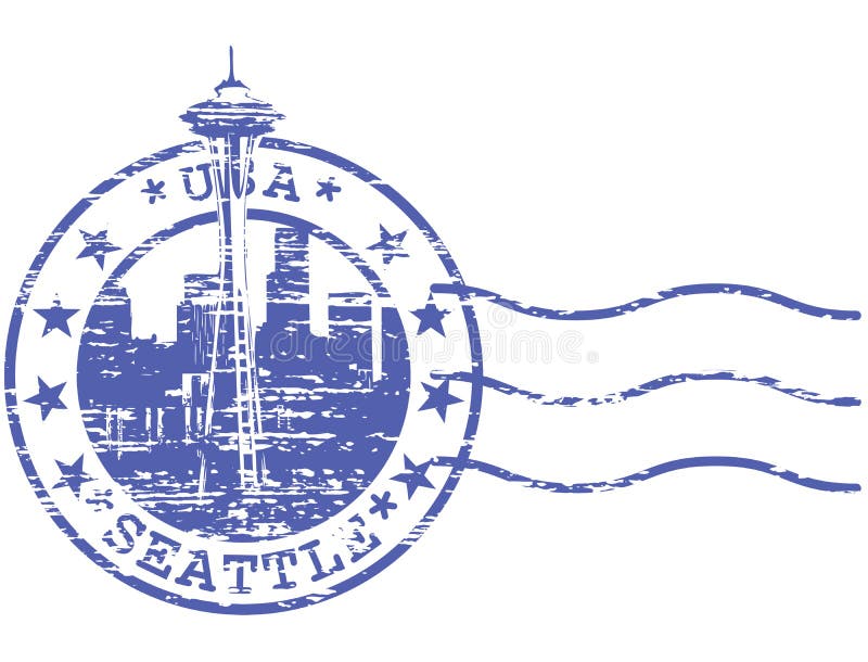 Shabby Stamp with Cityscape of Seattle Stock Vector - Illustration of ...
