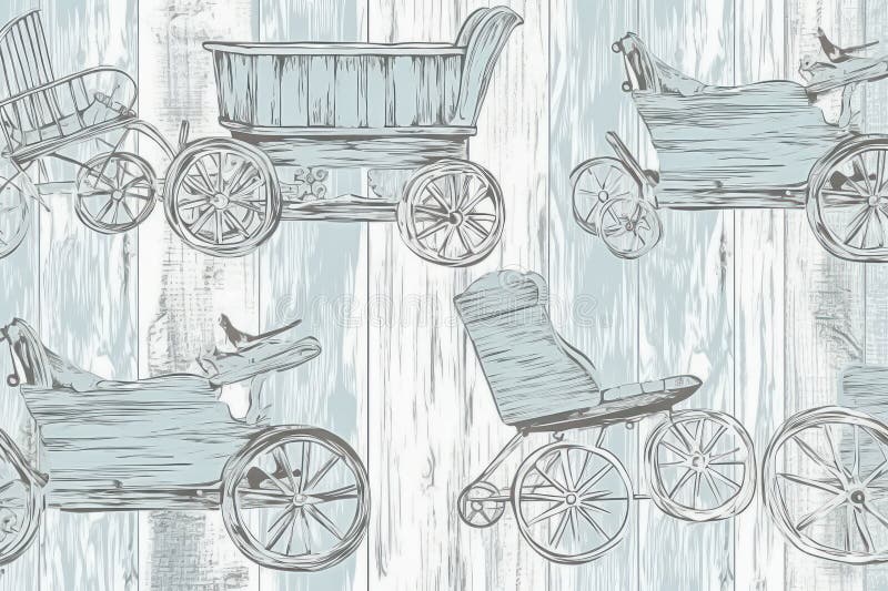 Shabby Wood Seamless Pattern, Sketch Drawing, Baby Blue. Stock Image ...