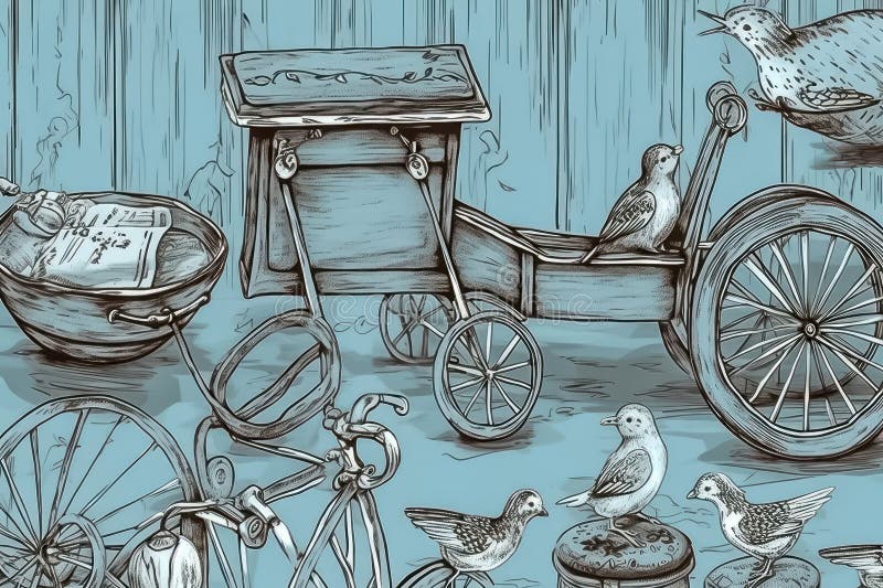 Shabby Wood Seamless Pattern, Sketch Drawing, Baby Blue. Stock Image ...