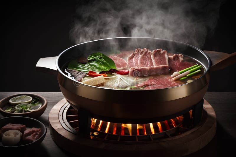 Shabu Shabu, Japanese Hot Pot with Beef Stock Illustration ...
