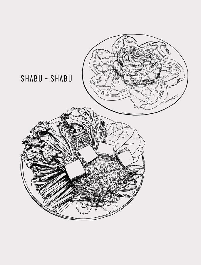 Shabu Set Objects Drawing Graphic Design Objects.pork / Vegetab Stock ...