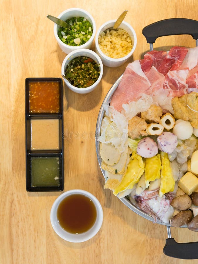 Shabu Shabu suki set stock photo. Image of pork, pink - 80080078