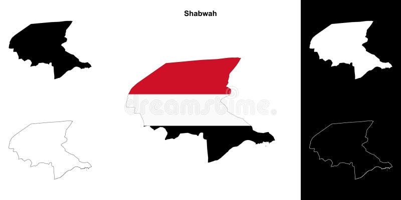 Shabwah outline map stock vector. Illustration of shape - 323935662