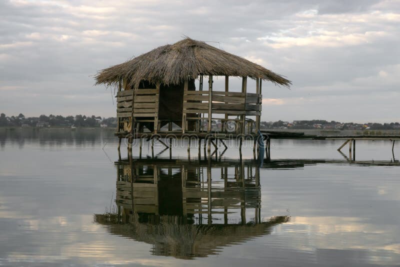 Shack on the lake stock image. Image of cloudshack, nature - 161475667