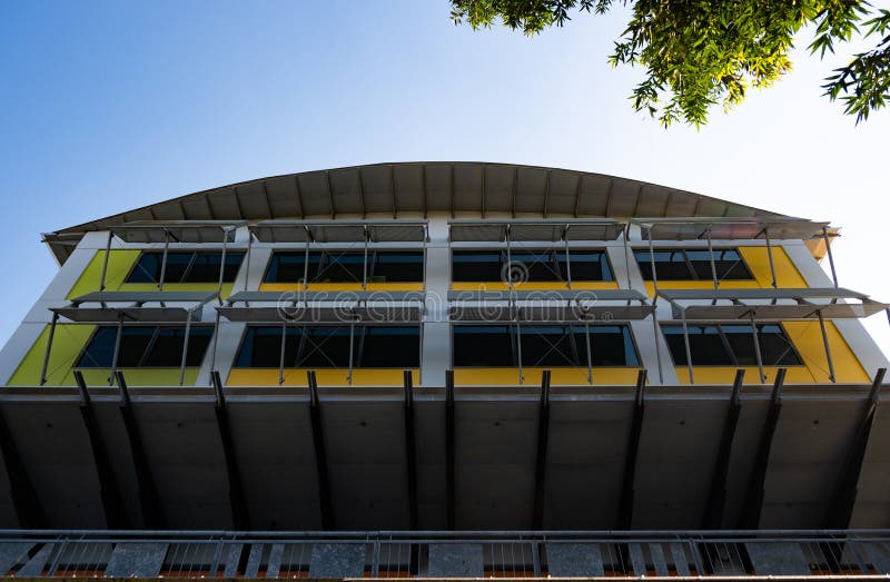 Underneath an Imposing Modern Building Design Stock Image - Image of ...