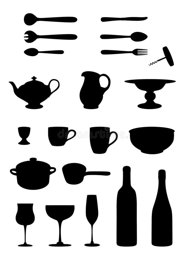 Tableware Objects Cartoon Illustration Stock Vector - Illustration of spoon, meal: 28988139