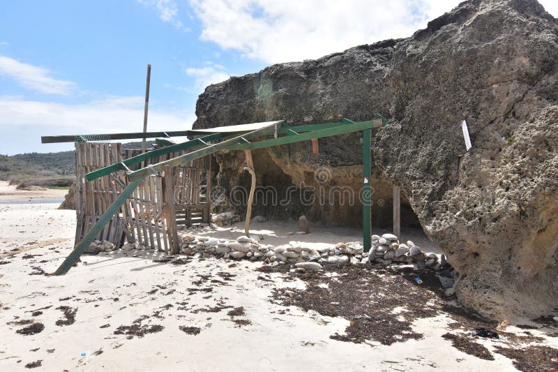 Shade Structure on Andicuri Beach in Aruba Stock Photo - Image of ...