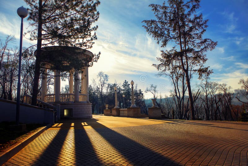 Shade of the Watchtower in the Park Stock Image - Image of travel ...