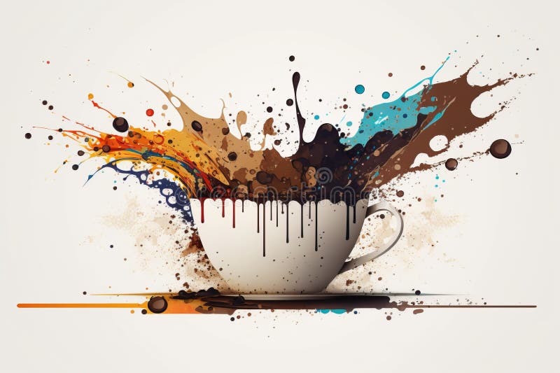 Shaded Coffee Cup Vector. Generative Ai Stock Illustration ...
