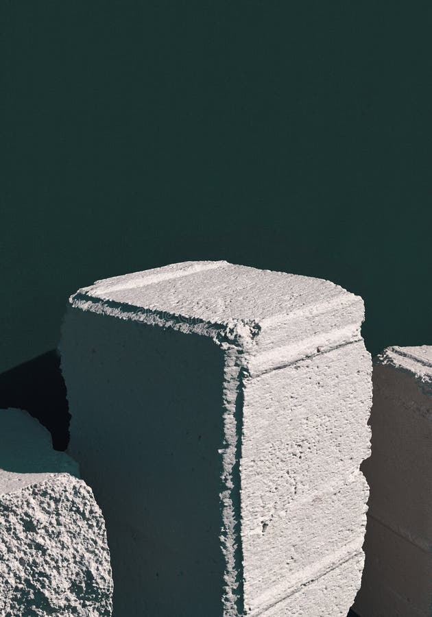 Shaded Concrete Bricks Over Dark Background, Rustic Pedestal. 3d ...