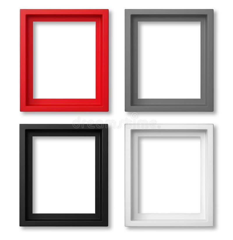 Shaded Empty Blank Photo Frames with Shadow. Classic Black, Red, Grey ...