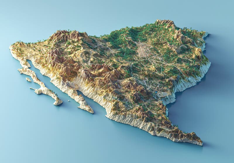 3D Rendered Mexico Map with Shaded Relief Color Height Texture Stock ...