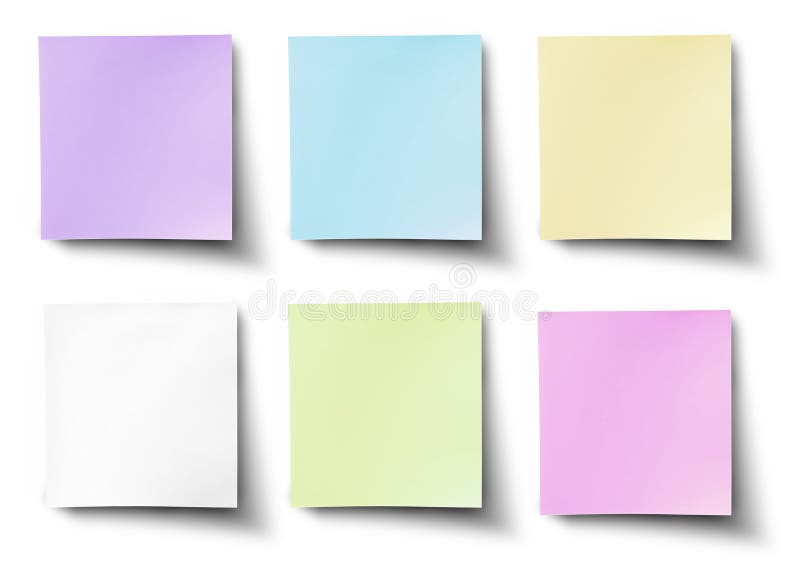 Shaded Sticky Post-it Note Paper with Shadow . Many Assorted Different ...