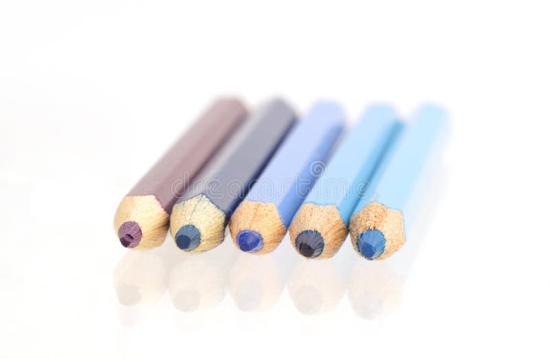 Shades of blue pencils. stock photo. Image of business - 45642504