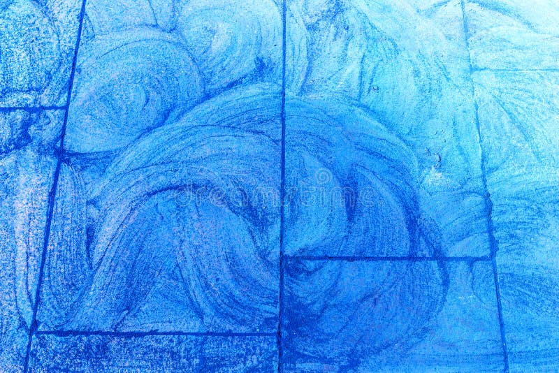 Shades of Blue Sidewalk Chalk Drawing Background Stock Image - Image of ...