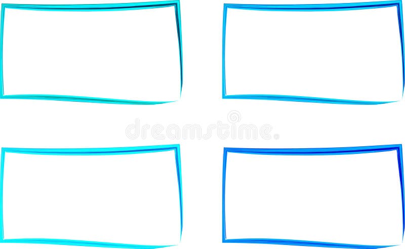 Shades of Blue Watercolor Curved Rectangle Set Stock Vector ...