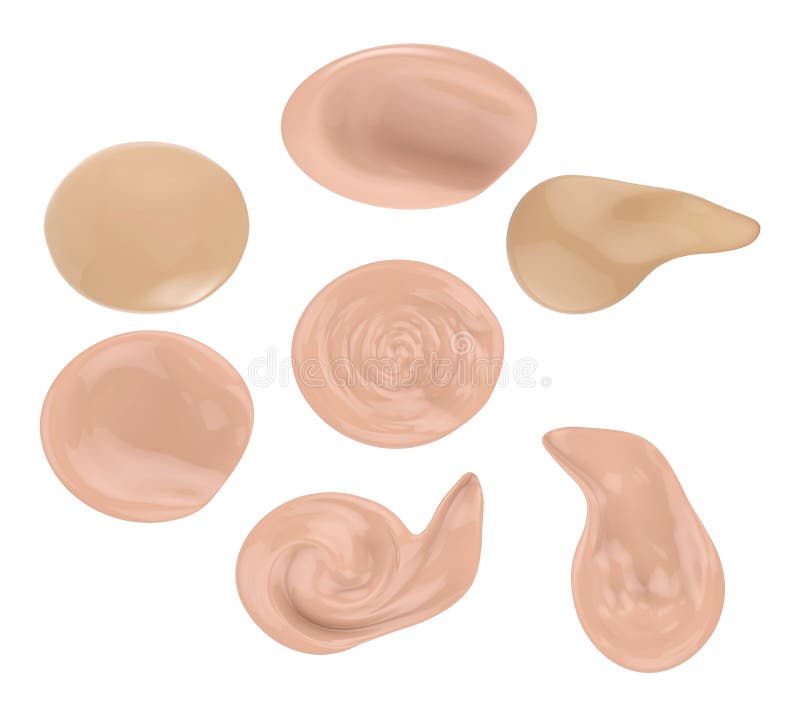 Shades of Foundation .Brush Strokes on a White Background .Cosmetic ...