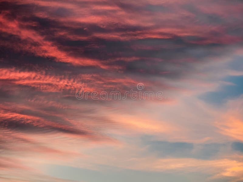 Shades of Red Clouds in the Sky Stock Photo - Image of light, sunrise ...