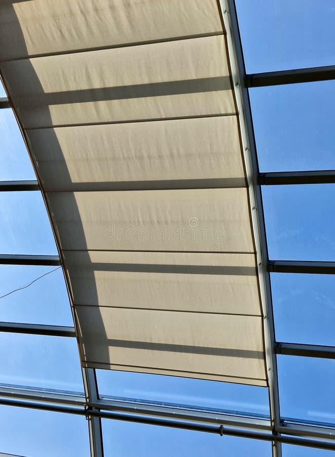 Shading of the Glazed Ceiling of the Atrium of the Building. Blinds ...