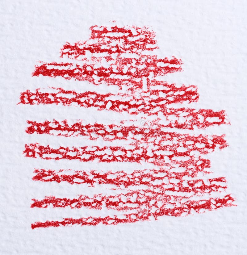 Shading with Red Pencil on a White Sheet of Paper Stock Photo - Image ...