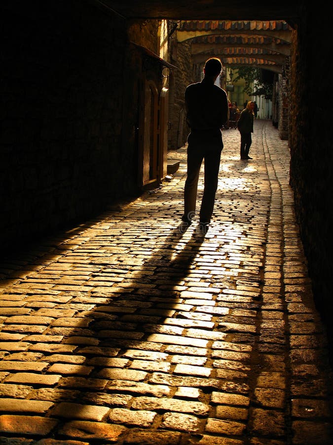 The shadow stock photo. Image of walking, social, cobbled - 377126