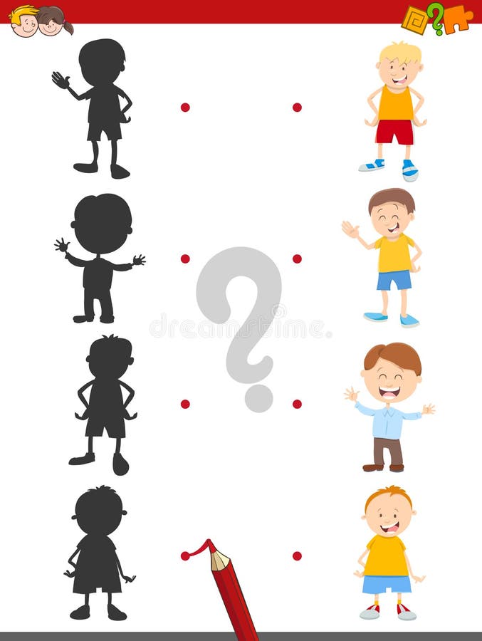 Shadow Activity for Children Stock Vector - Illustration of funny ...