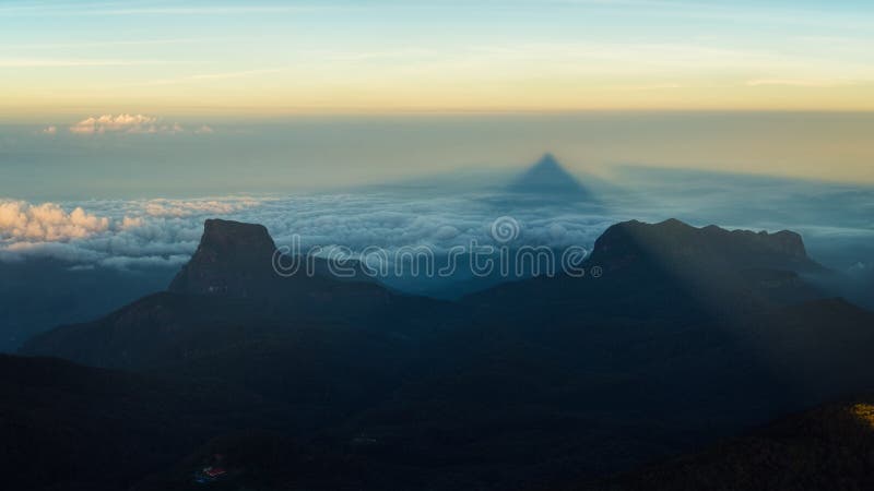 Shadow of Adam S Peak, Sri Lanka Stock Photo - Image of buddhist ...