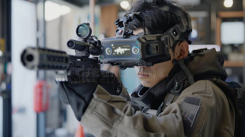 Shadow AI Complemented with Augmented Reality Gear Stock Image - Image ...