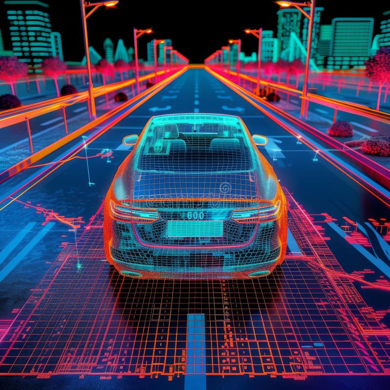 Shadow AI Detailing the Mechanics of a Self Driving Car Stock ...