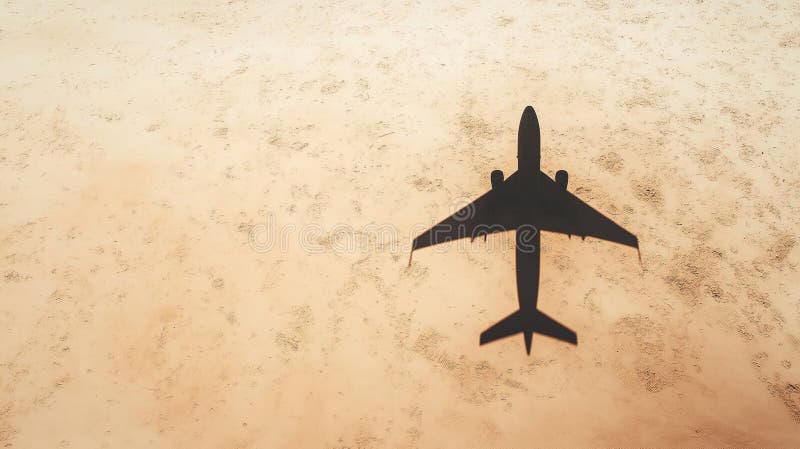 Shadow of an Airplane Gliding Over Sandy Terrain during Daylight Hours ...