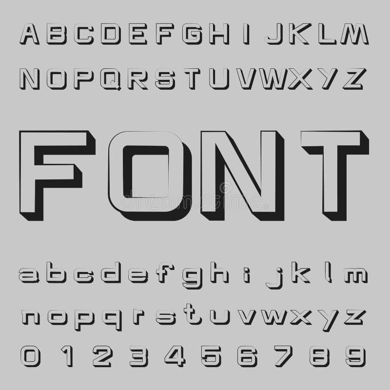 Shadow Alphabet Vector Font, Type Letters and Numbers Stock Vector ...